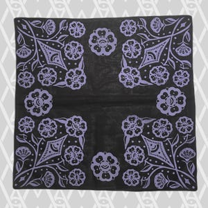 Ornamental Flowers Stamped Cotton Bandana - Etsy UK