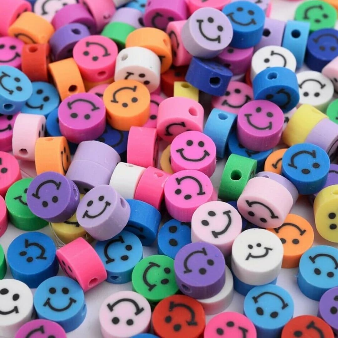 Polymer Clay Smile Happy Face Beads 20pcs Smiling Face Mixed 10mm ...