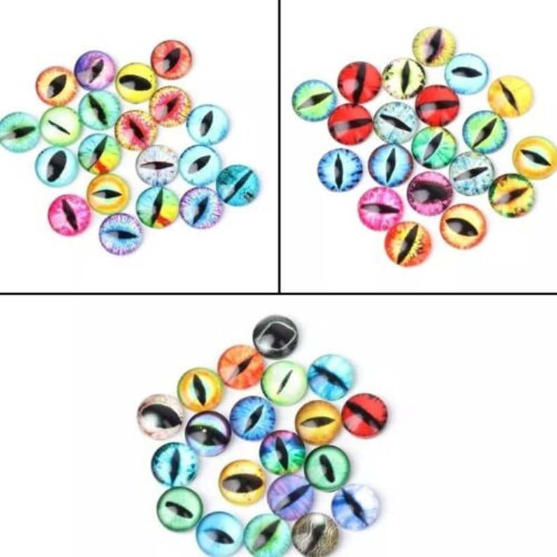 Glass Dolls Animal Cat Dragon Tiger Eyes 12mm 5 Pairs DIY Handcraft ...
