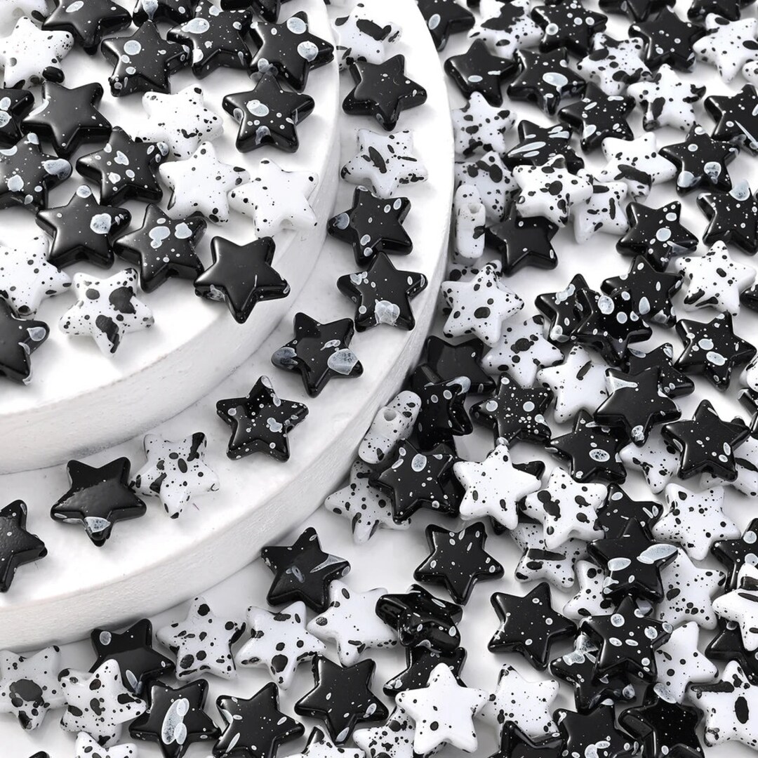 Star Shape Acrylic Beads for Jewellery Making Kids Craft 13mm Black ...