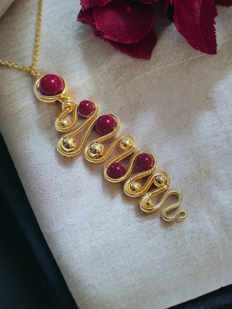 Unique Gold Pendant Necklace With Chain Gold Plated Copper Wire Wrapped ...