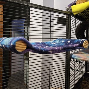 Chinchilla Fleece Hammock: Side Mounted Cage Bed With Pine Rods - Etsy