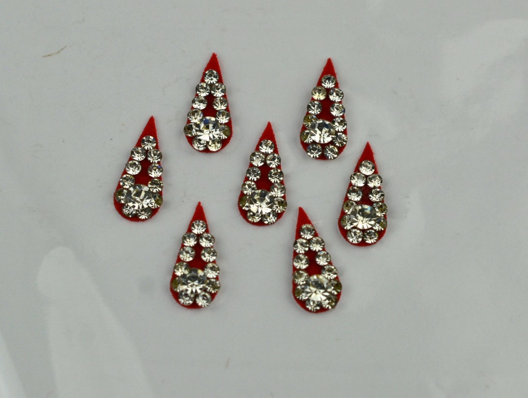Teardrop Red Diamond Bindi Pack, Red Wedding Bindi, Punjabi Bindi, Face ...