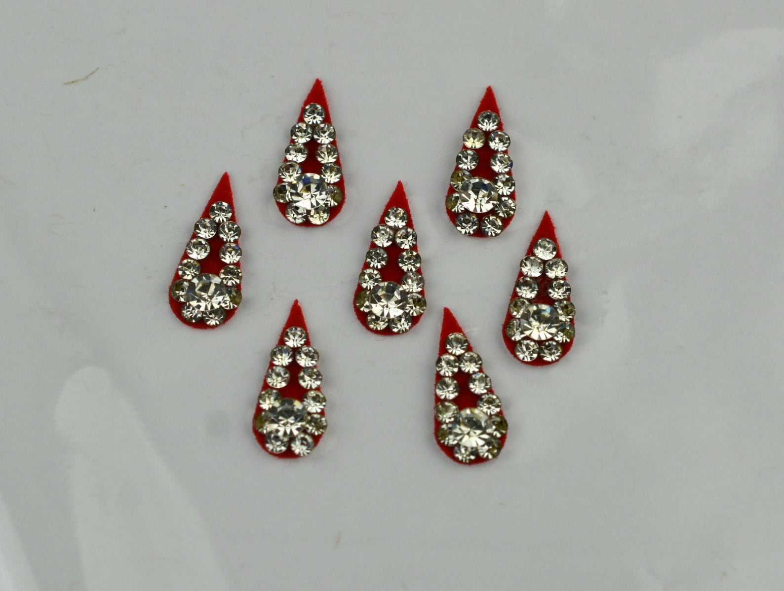 Teardrop Red Diamond Bindi Pack, Red Wedding Bindi, Punjabi Bindi, Face ...