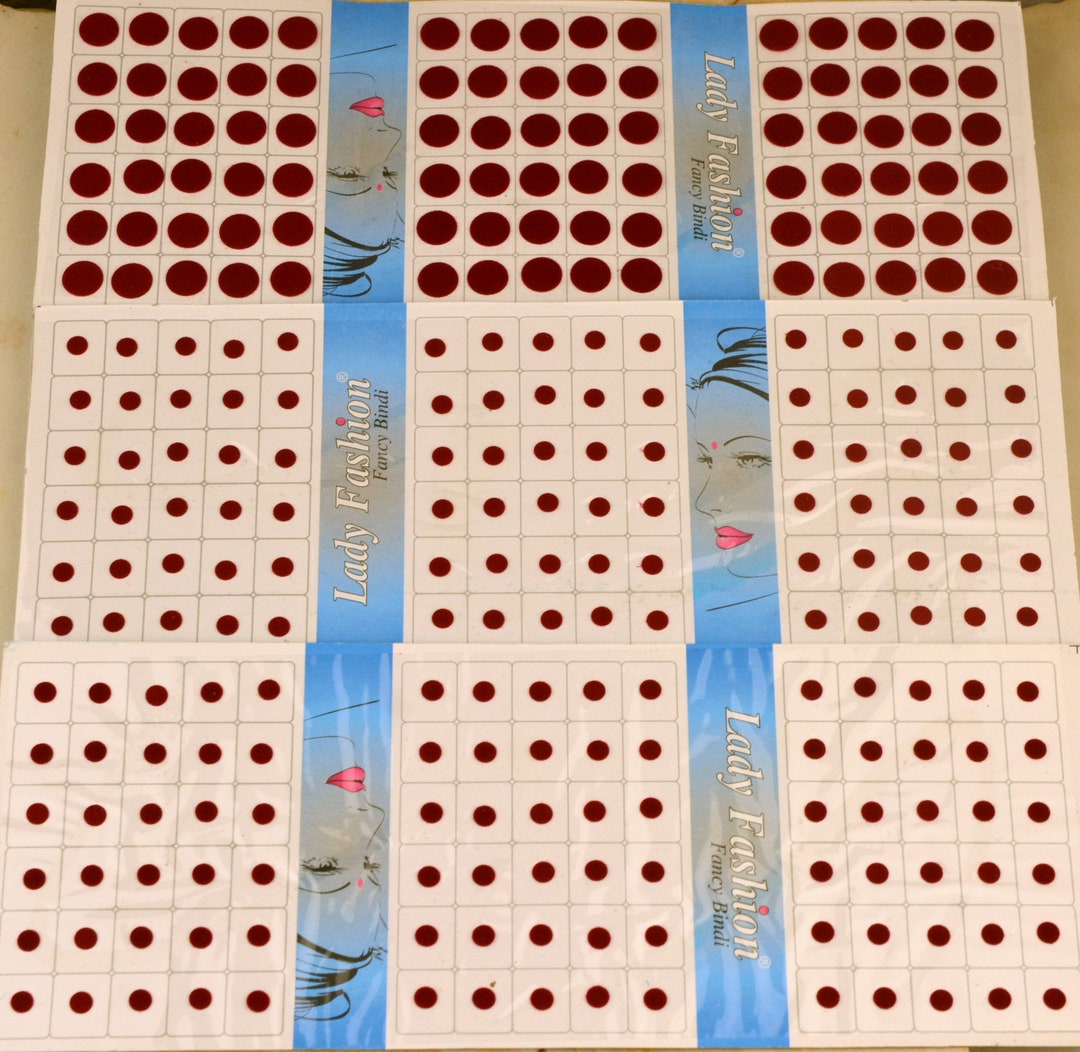 90 Pcs Maroon Round Bindis, Makeup Bindis, Indian Bindis, Kumkum Bindi ...