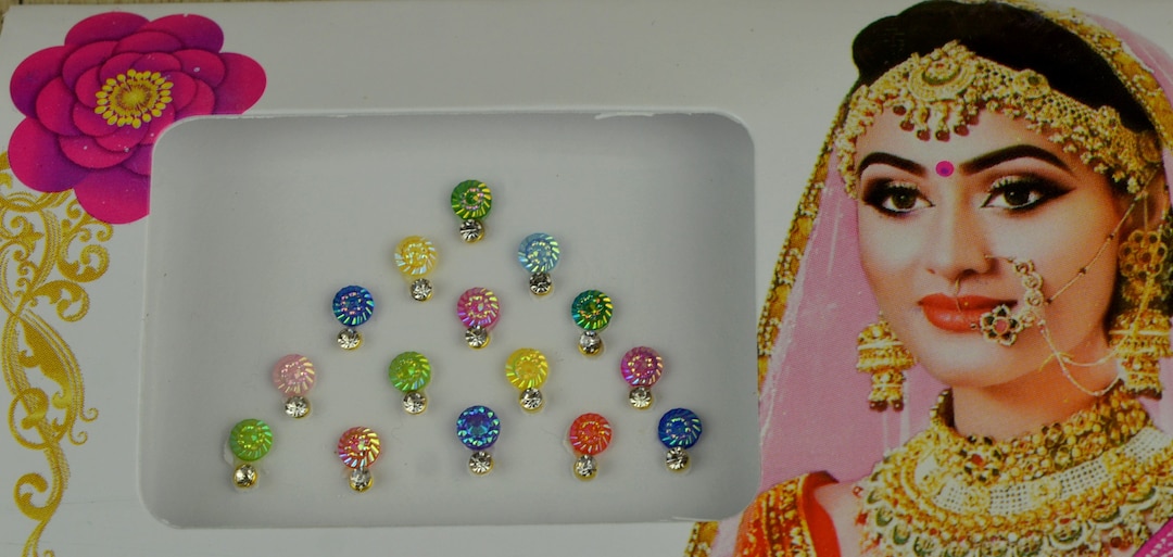 Multi Color Fancy Flower Bindis, Wedding Bindis, Shimmering Bindis ...