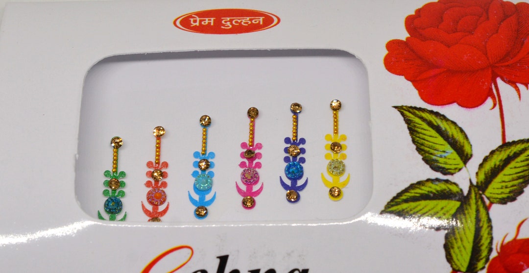 Multi Color Long Fancy Bindis, Art Deco Bindis, Long Fancy Bindis ...