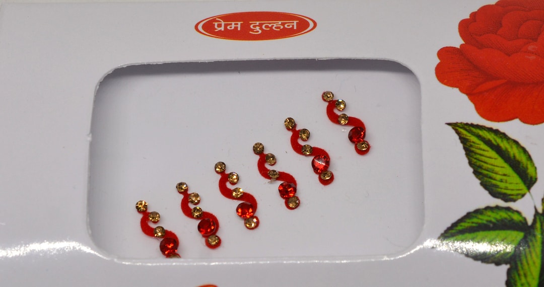 Red Color Fancy Diamond Bindis, Art Deco Bindis, Bridal Bindis, Indian ...