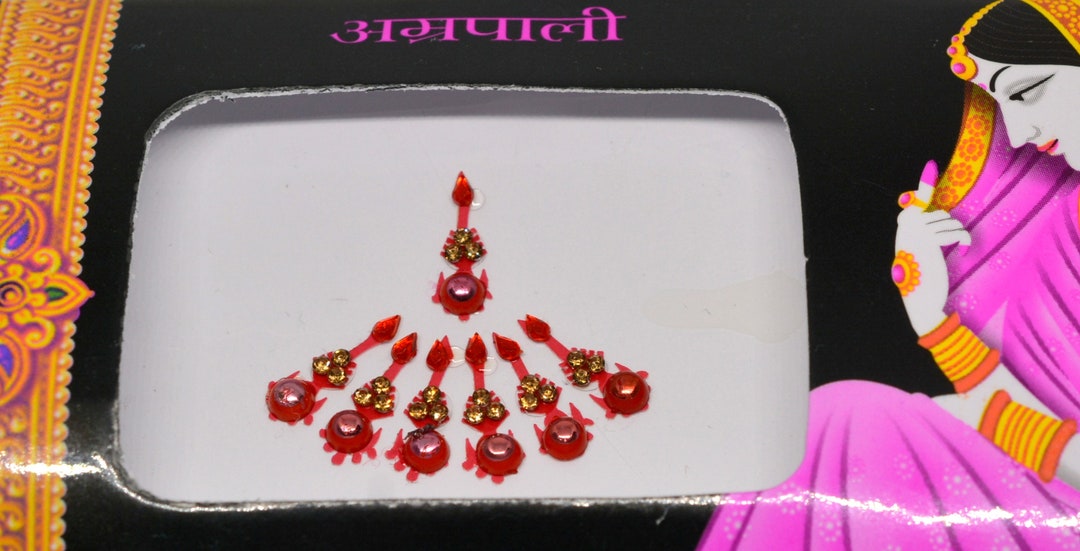 Red Color Long Bindis ,bindis Stickers, Long Face Bindis, Belly Dance ...