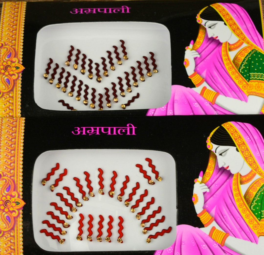 Maroon Color Snake Shape Bindis, Art Deco Bindis, Indian Bindis, Fancy ...