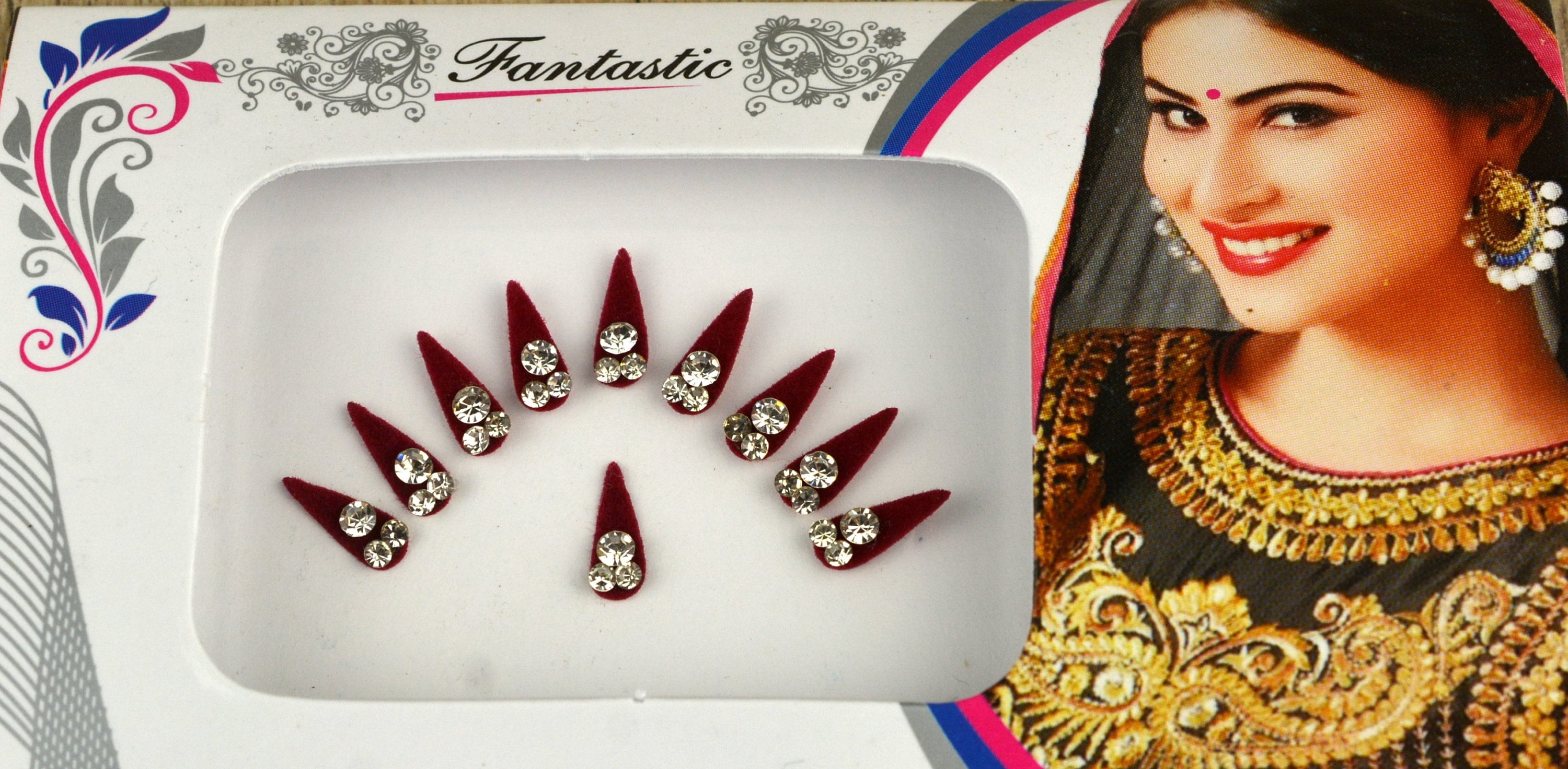 Red Color Teardrop Diamond Bindis, Makeup Bindis, Crystal Bindis, Face ...