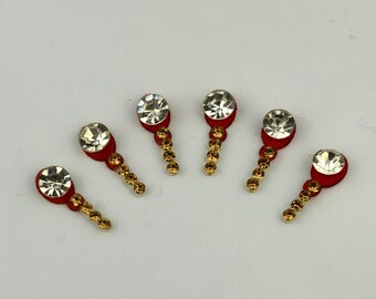 Bindis Plain Red Round Bindis With Gold Stones Outlineround - Etsy