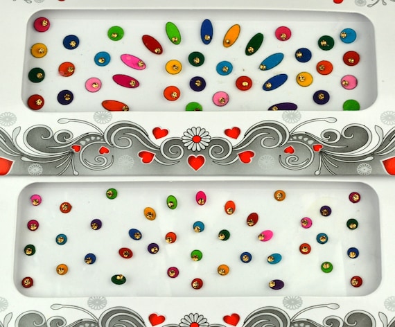 Multi Color Oval Shape Golden Bindis Wedding Bindis Bridal - Etsy