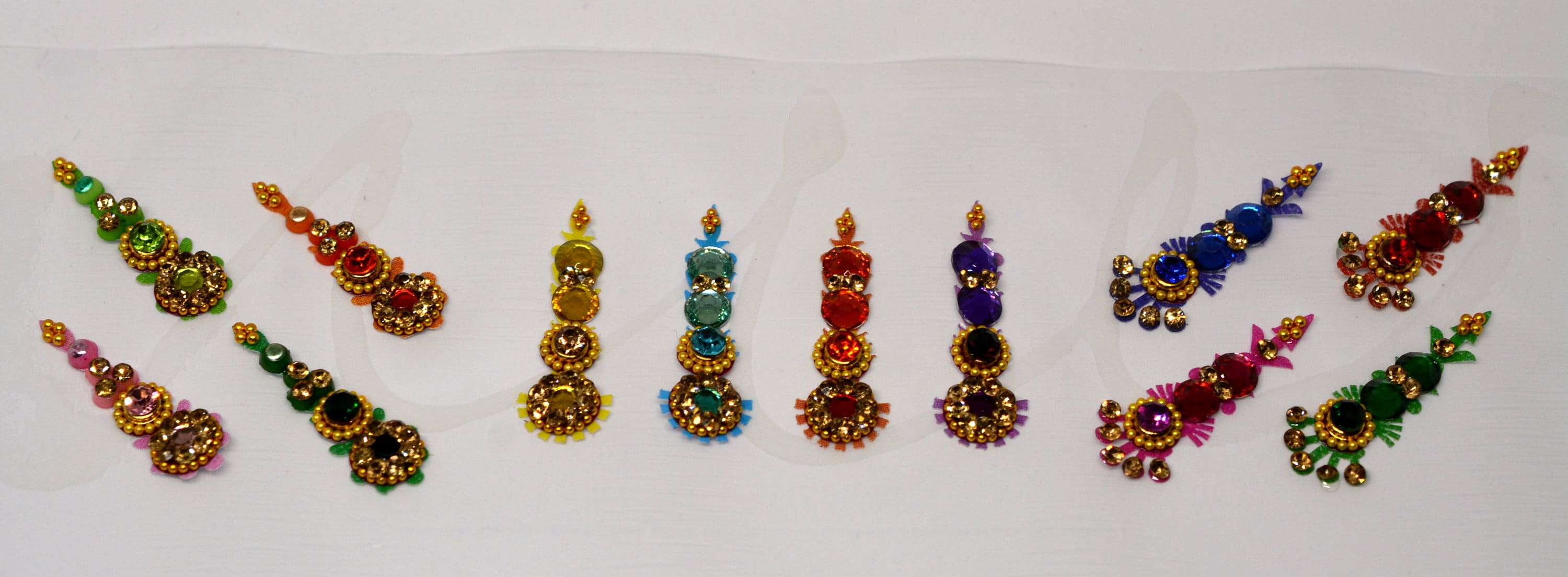 Large Multi Color Fancy Shape Bindis, Stone Bridal Bindis, Face Bindis ...