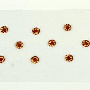 Premium Red Color Circle Gold Bindis, Wedding Bindis, Fancy Bindis ...