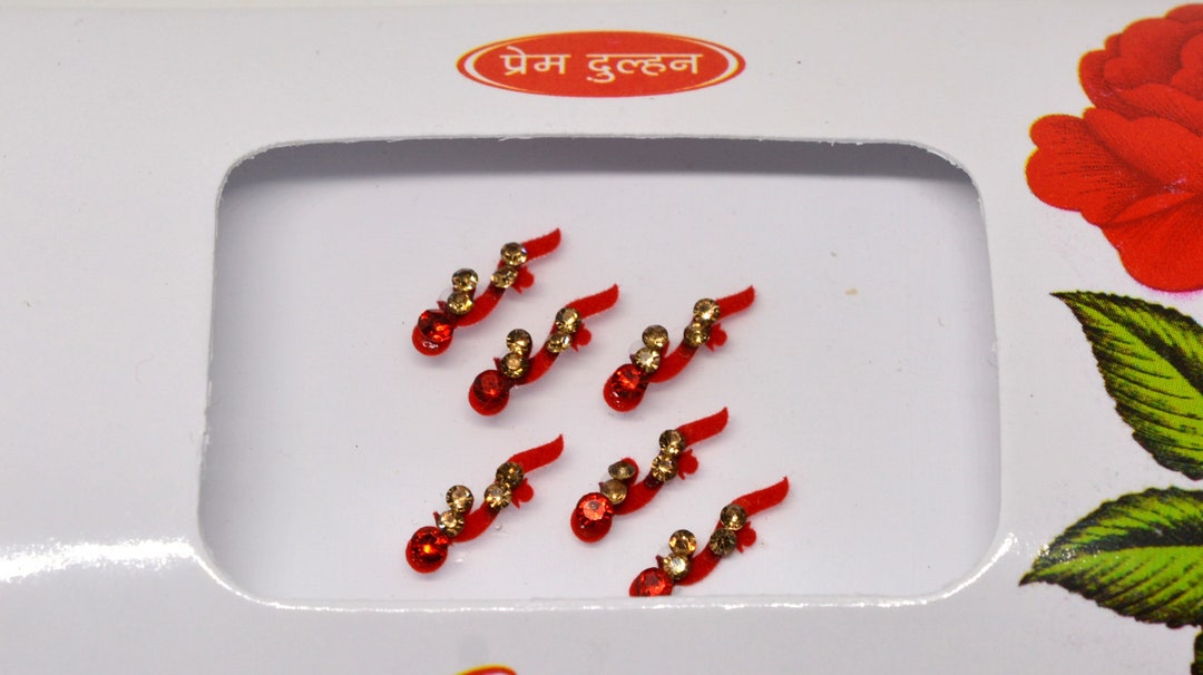 Red Color Fancy Diamond Bindis, Art Deco Bindis, Bridal Bindis, Indian ...