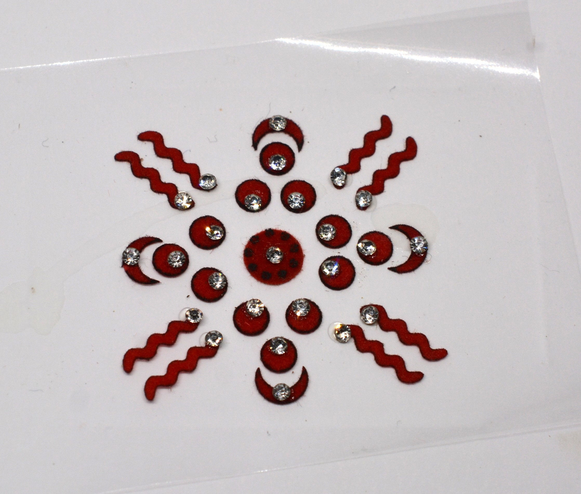 Crescent Moon Bindi, ,belly Dance Bindis, Maroon Diamond Bindi, Fancy ...