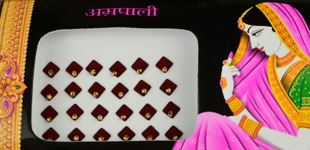 Maroon Color Diamond Shape Golden Bindis, Wedding Bindis, Bindi Jewelry ...