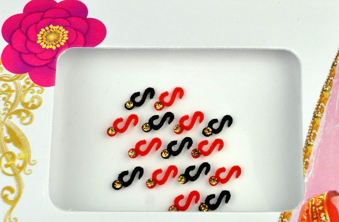 Red & Black Fancy Bindi, Designer Bindi Pack, Alphabet Bindi Tattoo ...