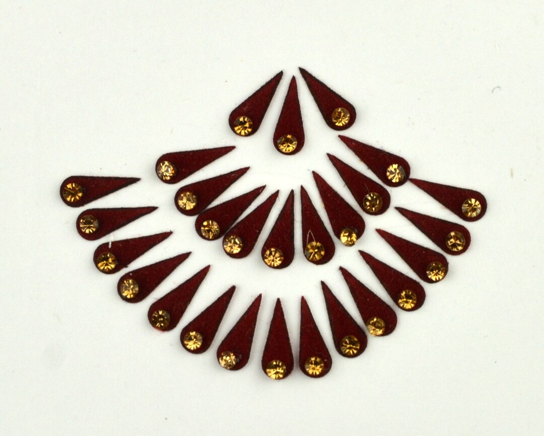 Maroon Pear Shape Crystal Bindi at Sale, Pure Velvet Maroon Tilak Bindi ...