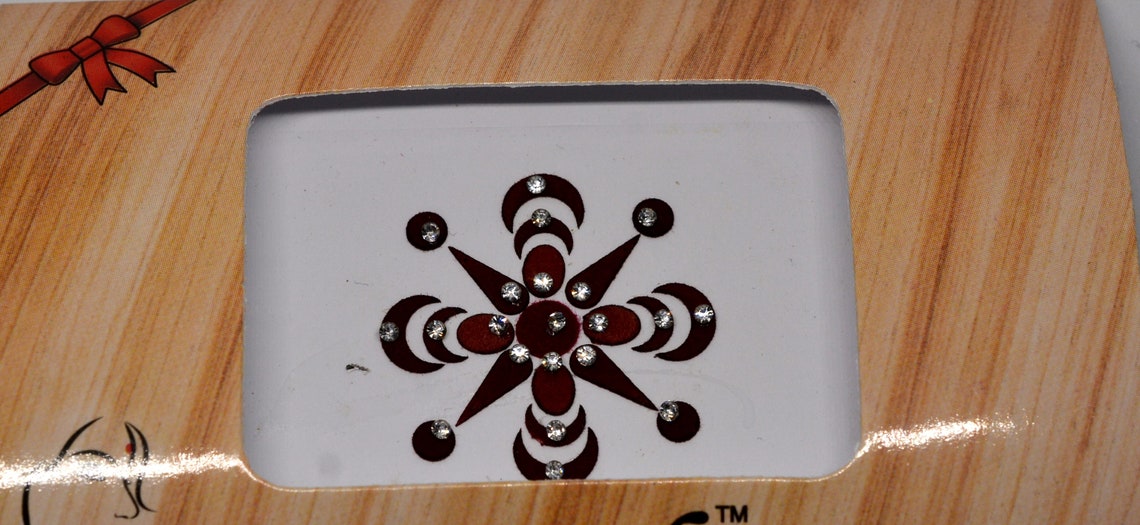 Crescent Moon Bindi, ,belly Dance Bindis, Maroon Diamond Bindi, Fancy ...