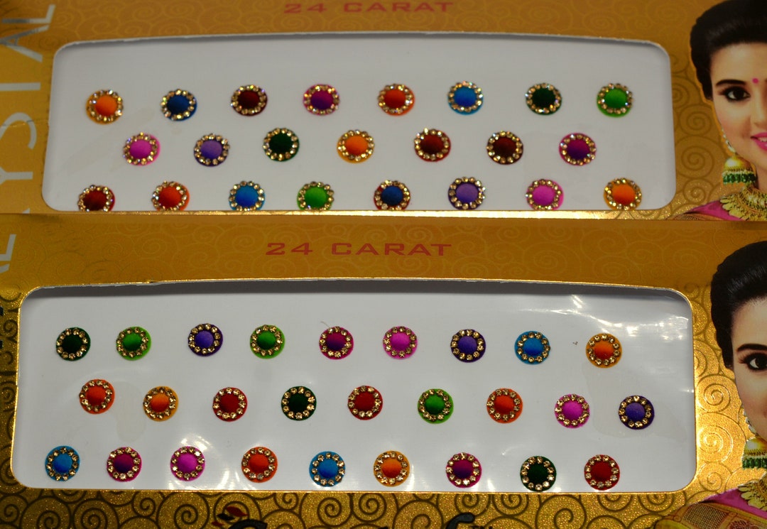 Bridal Bindis, Multi Color Golden Wedding Bindis, Golden Stone Bindis ...
