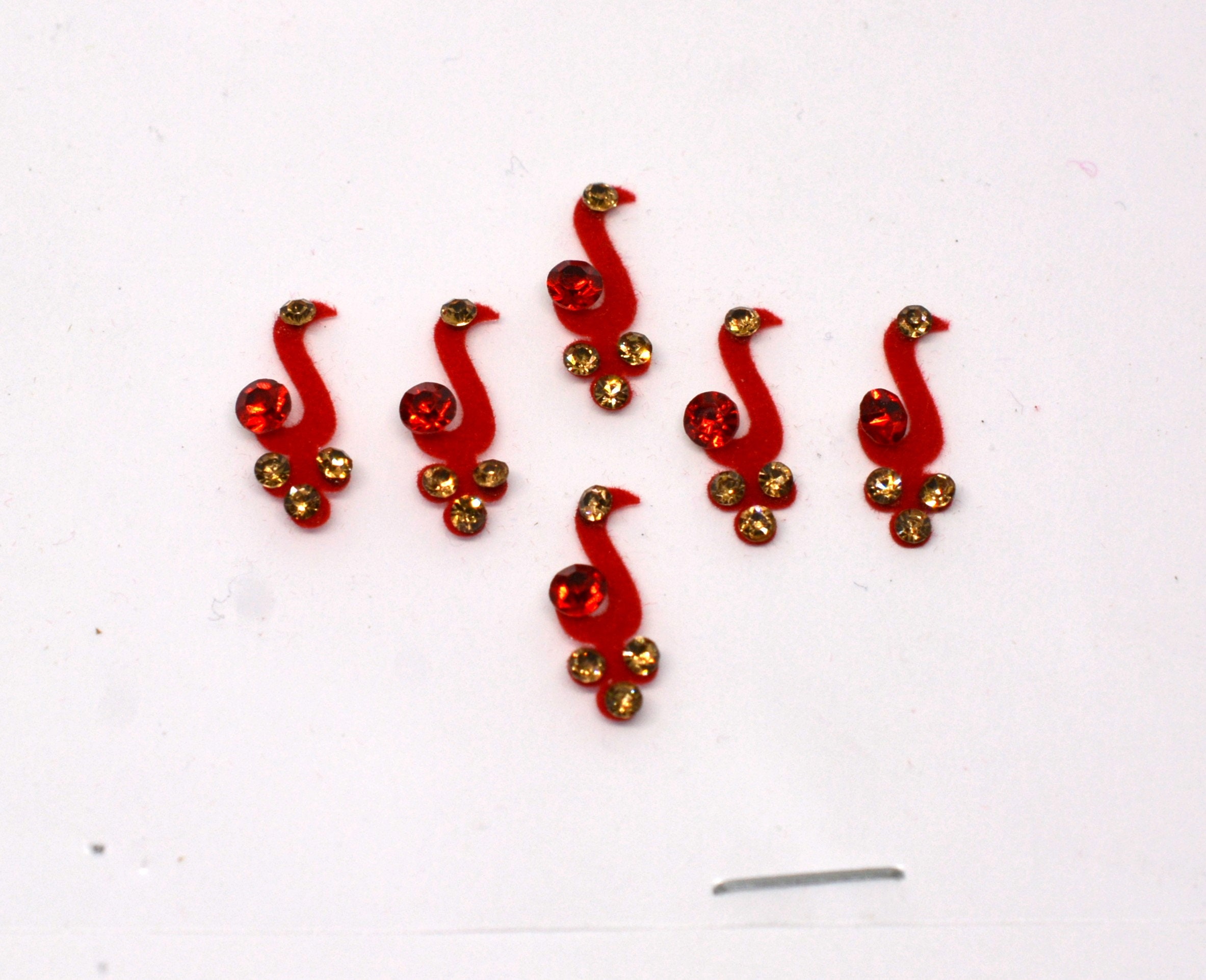 Red Color Fancy Shape Bindis, Art Deco Bindis, Fancy Large Bindis ...