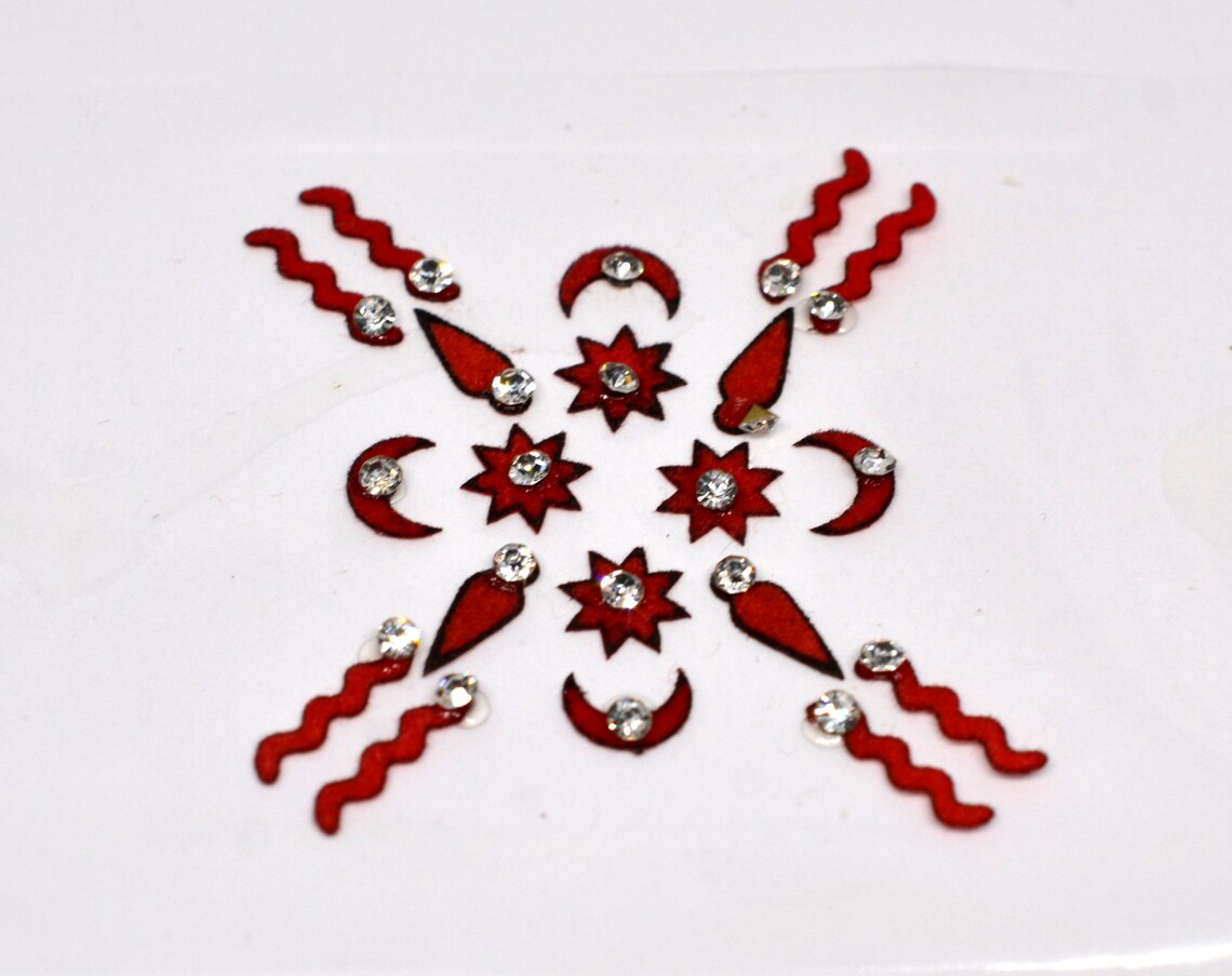 Red Crescent Moon Bindi belly Dance Bindis Red Diamond - Etsy