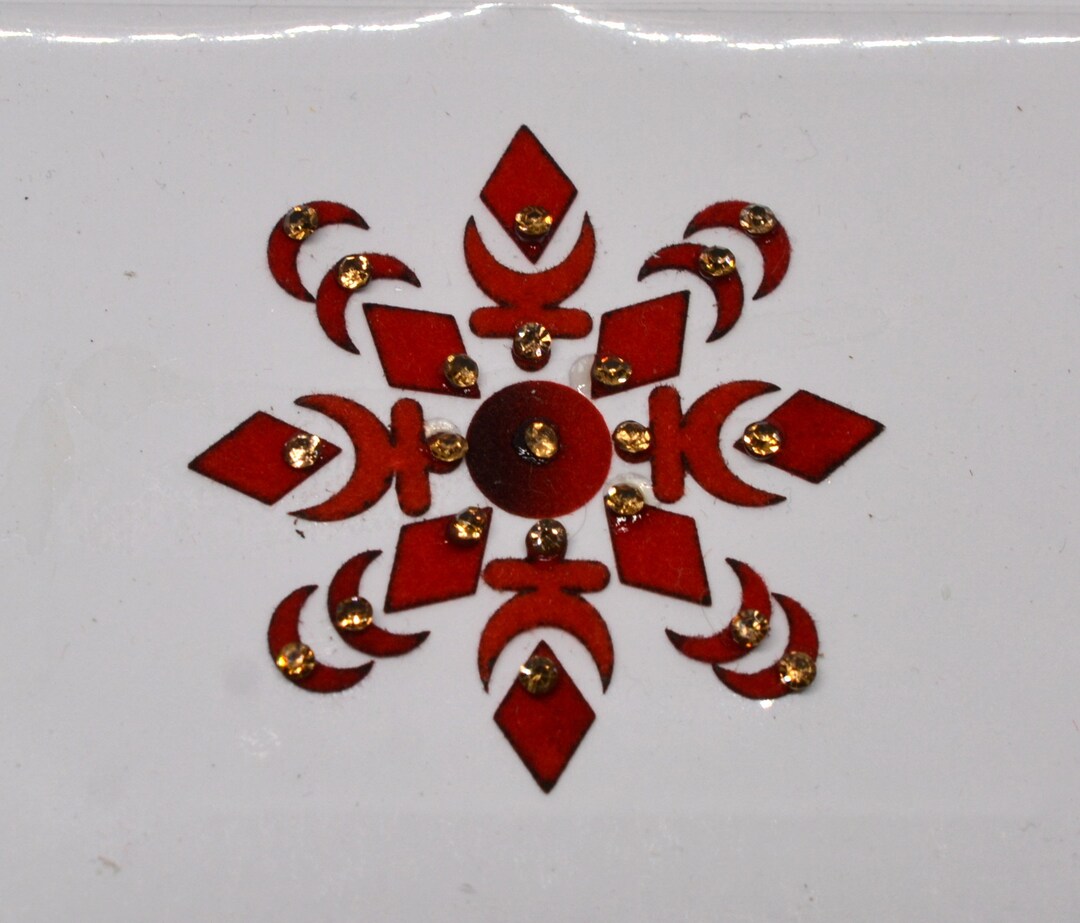 Crescent Moon Bindi, ,belly Dance Bindis, Red Diamond Bindi, Fancy ...
