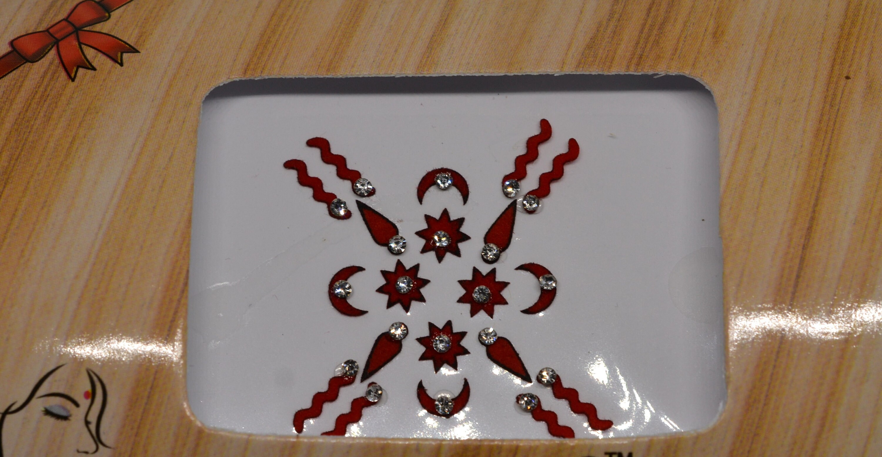 Red Crescent Moon Bindi, ,belly Dance Bindis, Red Diamond Bindi, Stick ...