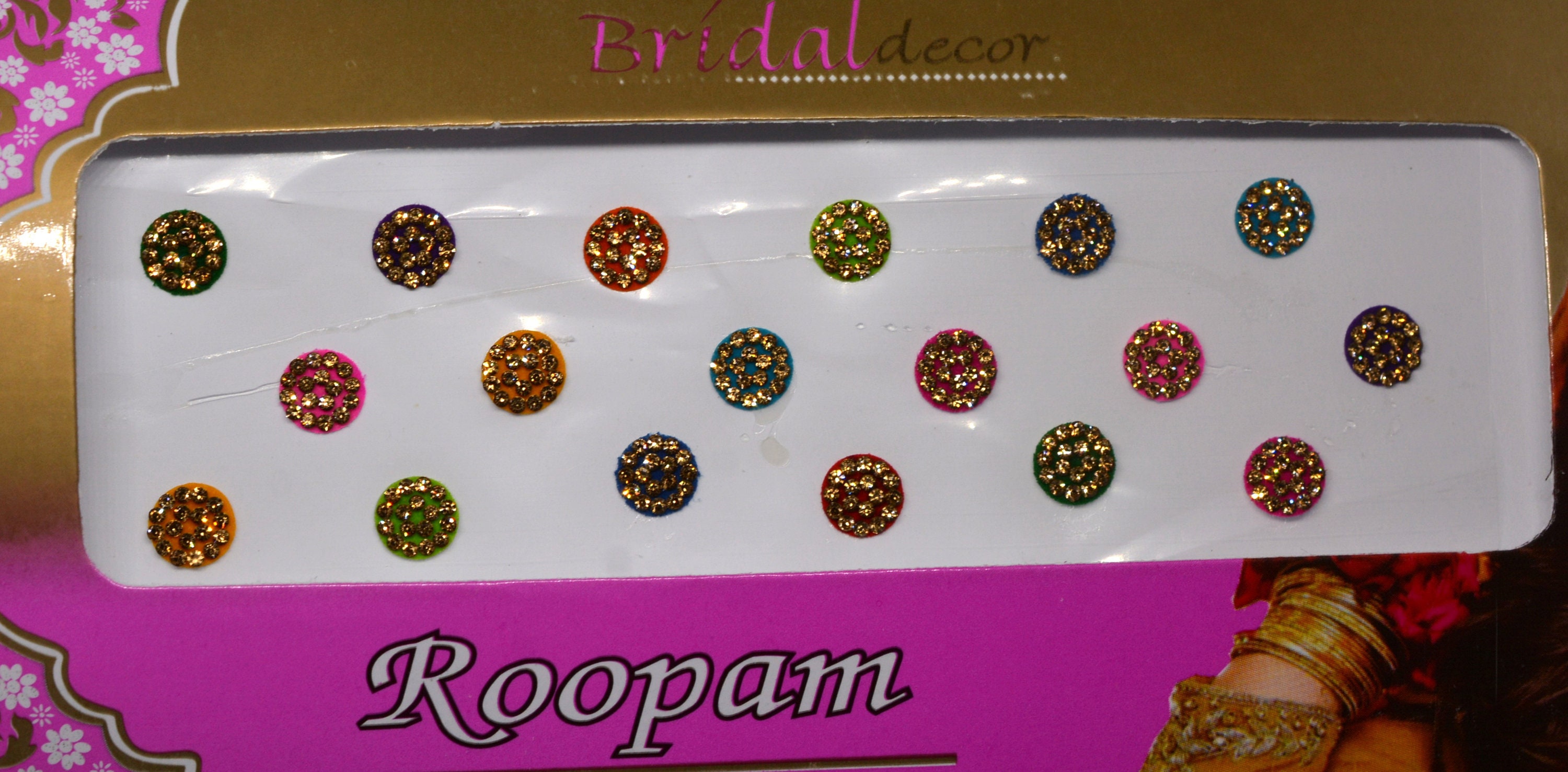 Multi Color Round Golden Stone Bindis, Wedding Bindis, Bridal Bindis ...