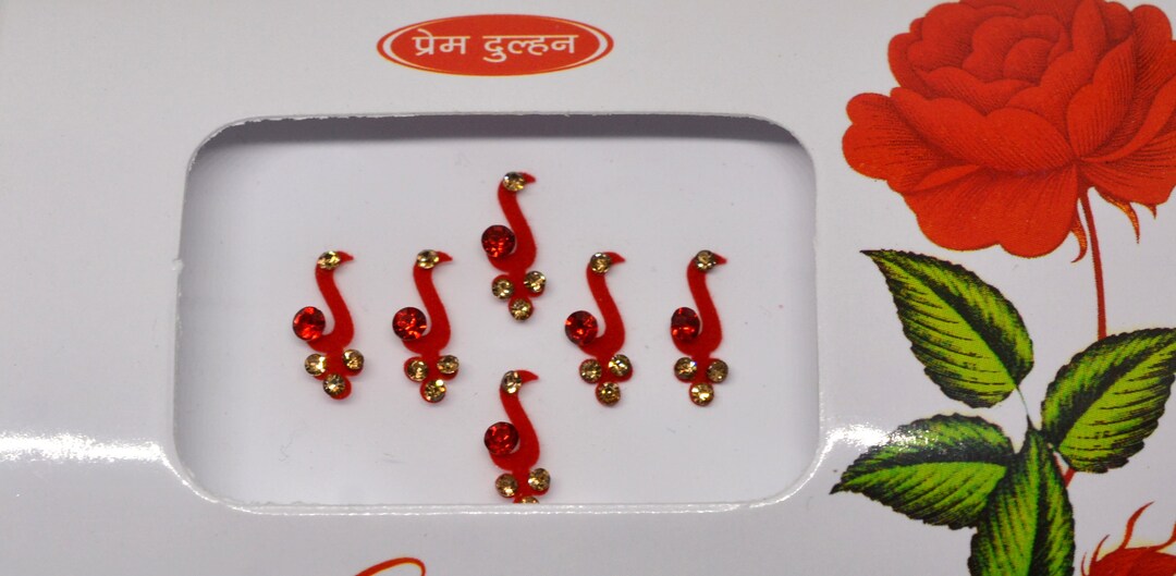 Red Color Fancy Shape Bindis, Art Deco Bindis, Fancy Large Bindis ...