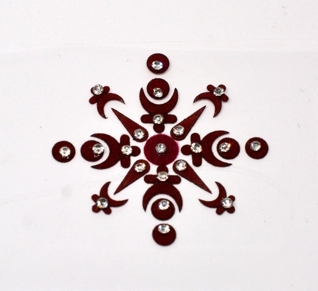 Crescent Moon Maroon Bindis, Fancy Bindis ,belly Dance Bindis, Fancy ...