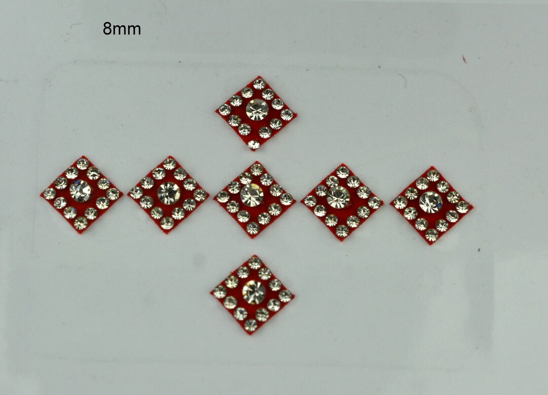 Red Color Square Shape Diamond Bindis, Wedding Bindis, Diamond Bindis ...