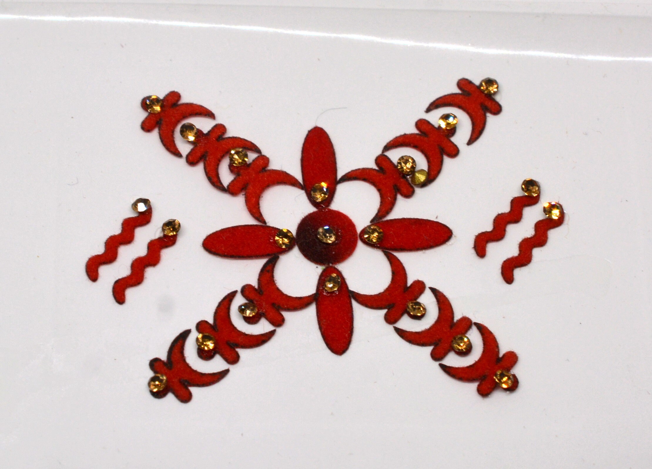 Red Crescent Moon Bindis ,self Adhesive Tattoo, Red Diamond Bindi ...