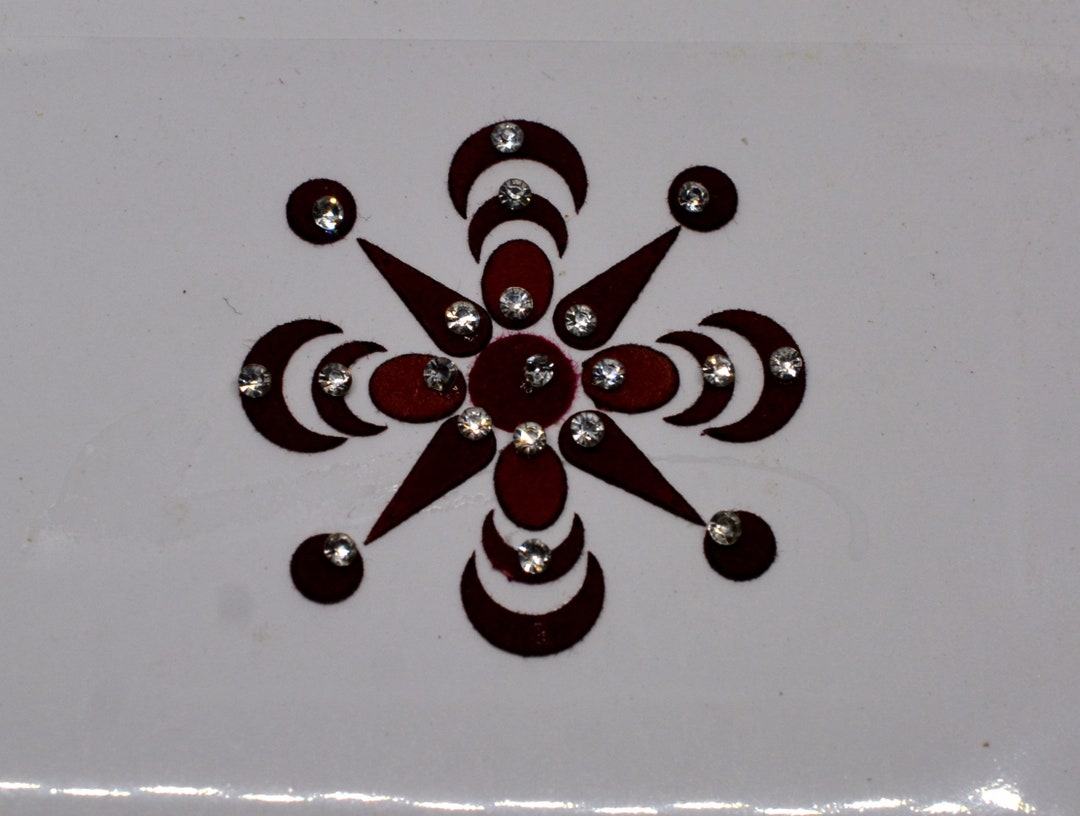 Crescent Moon Bindi, ,belly Dance Bindis, Maroon Diamond Bindi, Fancy ...