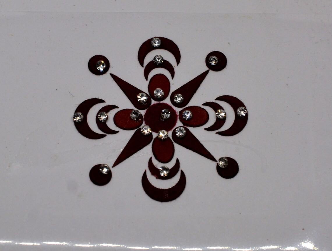 Crescent Moon Bindi, ,belly Dance Bindis, Maroon Diamond Bindi, Fancy ...