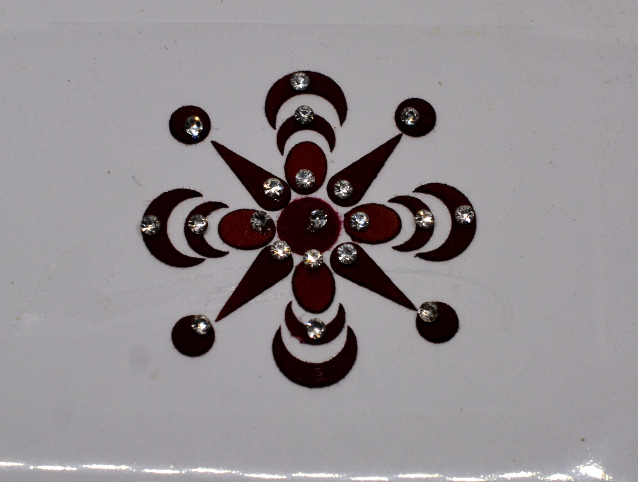Crescent Moon Bindi, ,belly Dance Bindis, Maroon Diamond Bindi, Fancy ...