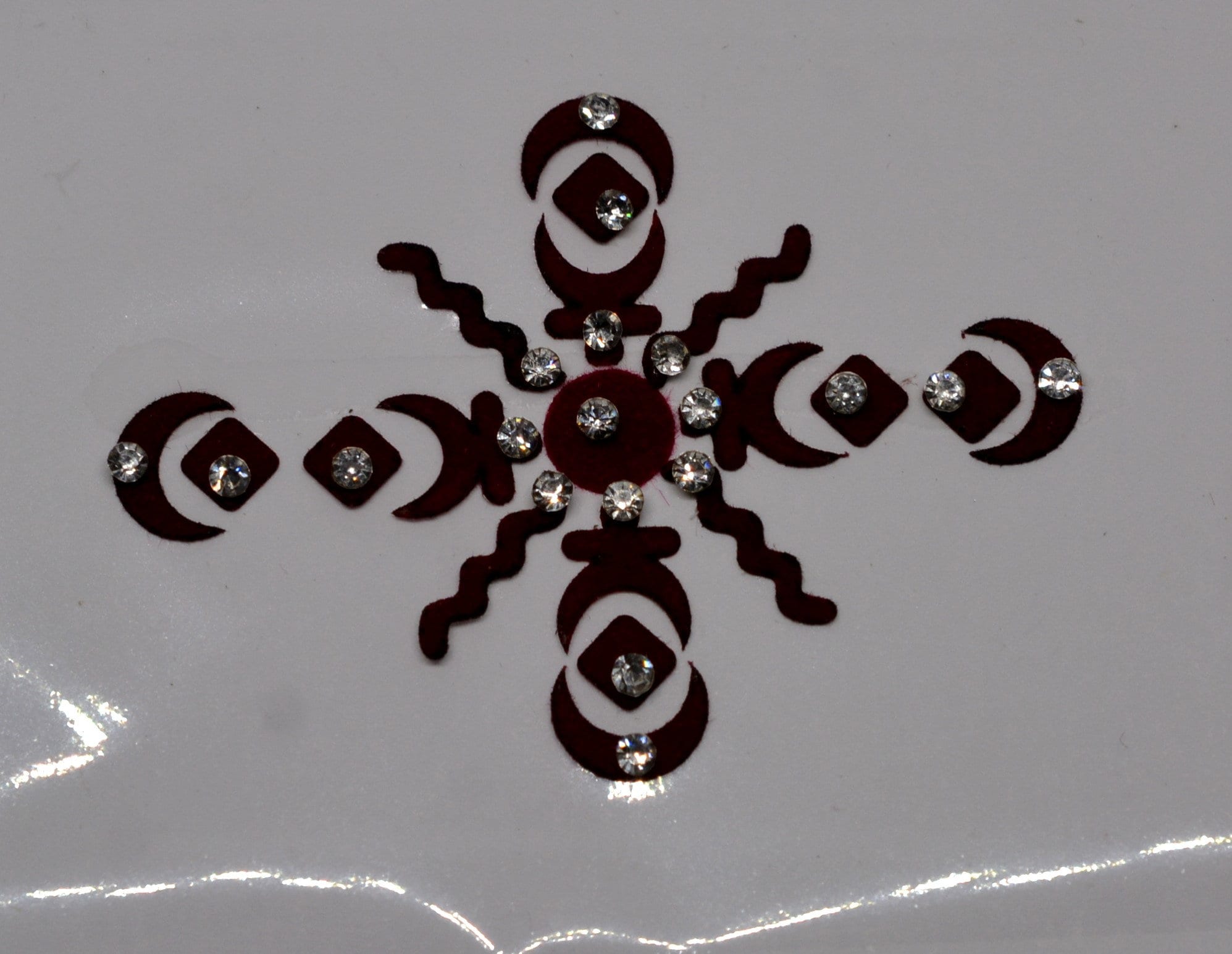 Maroon Crescent Moon Bindi ,belly Dance Bindis, Dark Maroon Diamond ...