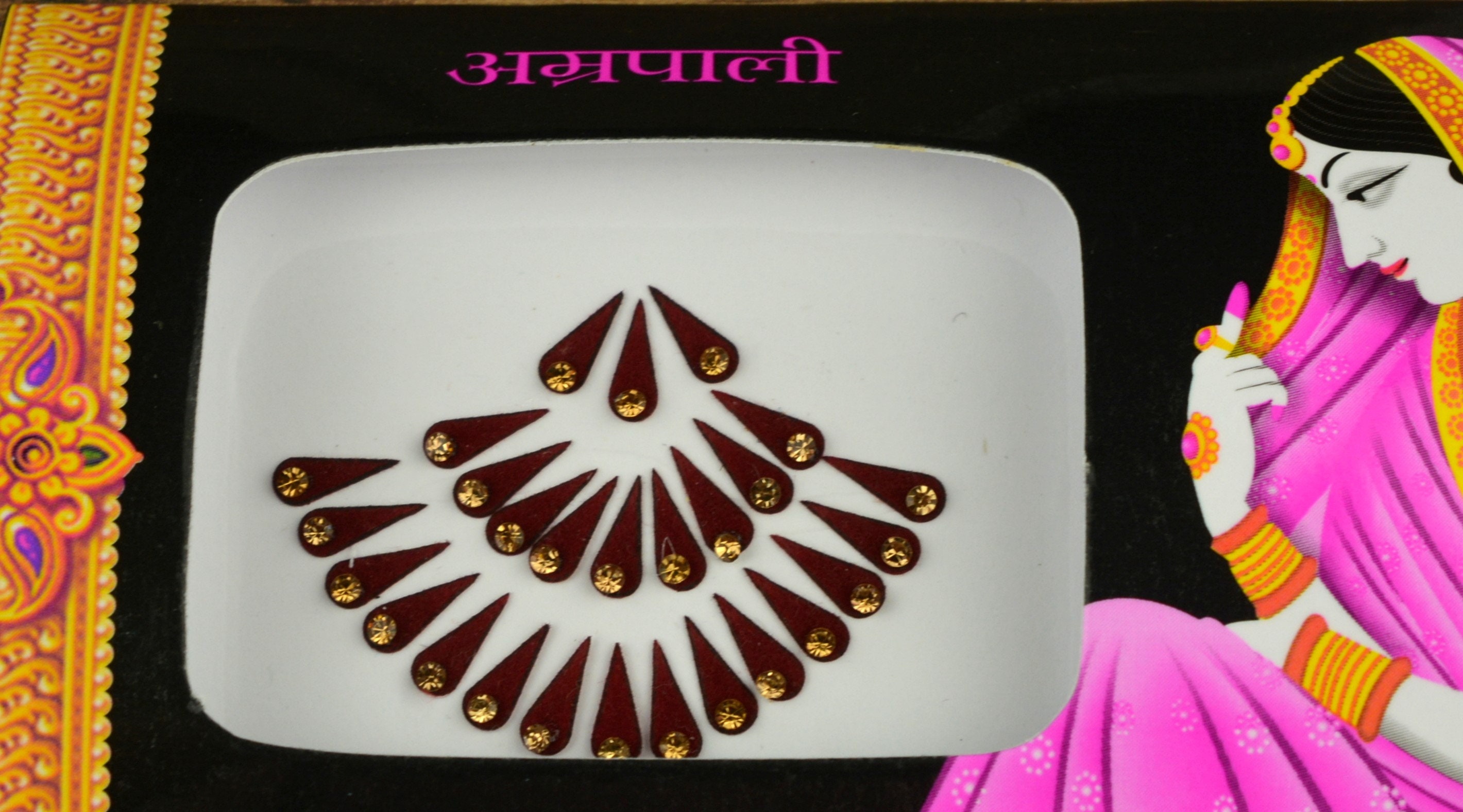 Maroon Pear Shape Crystal Bindi at Sale, Pure Velvet Maroon Tilak Bindi ...