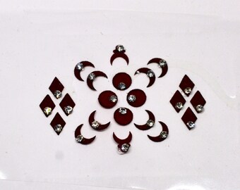 Crescent Moon Bindi belly Dance Bindis Maroon Diamond | Etsy