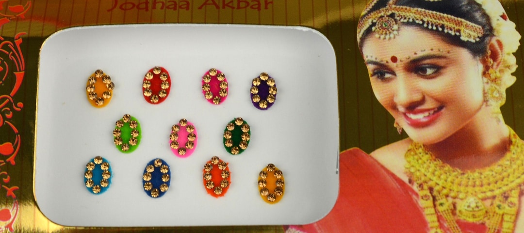 Colorful Oval Shape Stone Bindi at Discount Online Wedding Bindis ...
