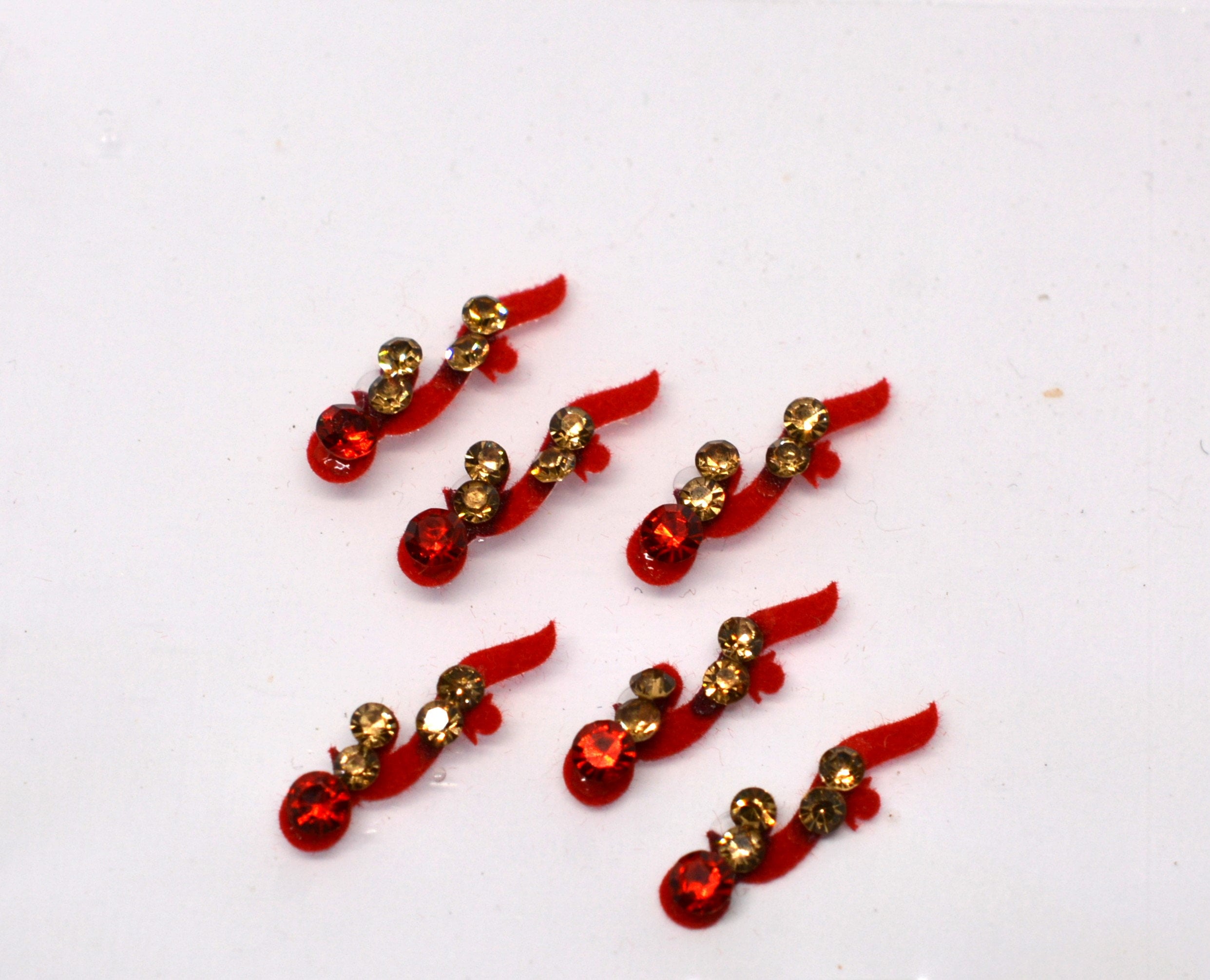 Red Color Fancy Diamond Bindis, Art Deco Bindis, Bridal Bindis, Indian ...