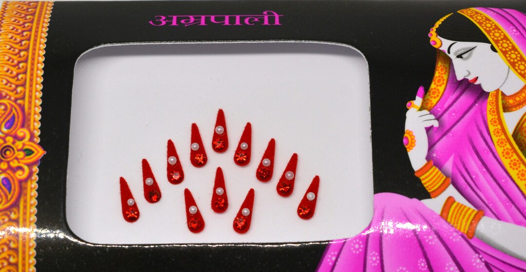 Red Color Pear Shape Pearl Bindis, Wedding Bindis, Indian Bindis, Face ...