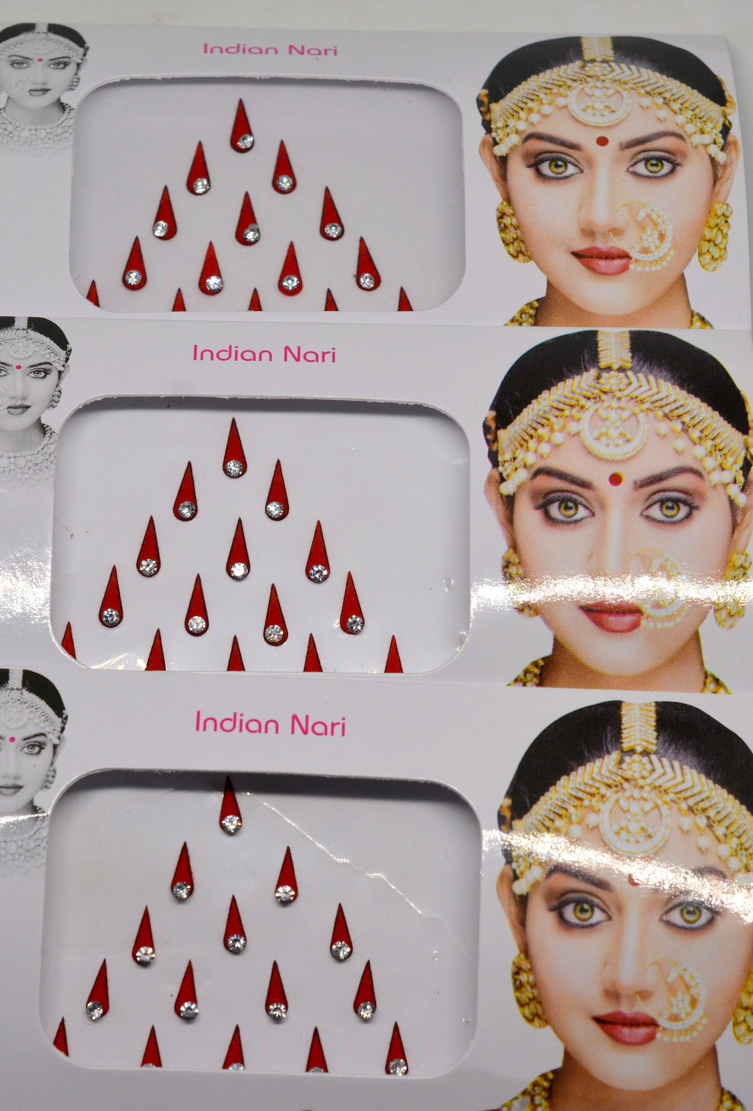 Red Color Pear Shape Diamond Bindis, Wedding Bindis, Tilak Bindis, Face ...