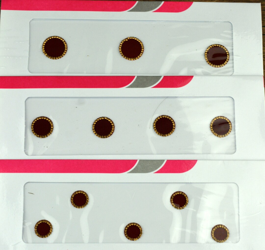 Golden Stone Maroon Large Round Bindi, Handmade Bridal Bindi, Punjabi ...