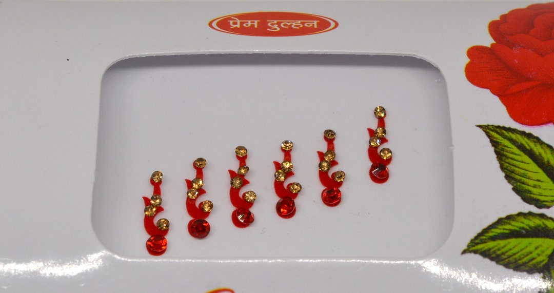 Red Color Fancy Shape Bindis, Art Deco Bindis, Bridal Bindis, Indian ...