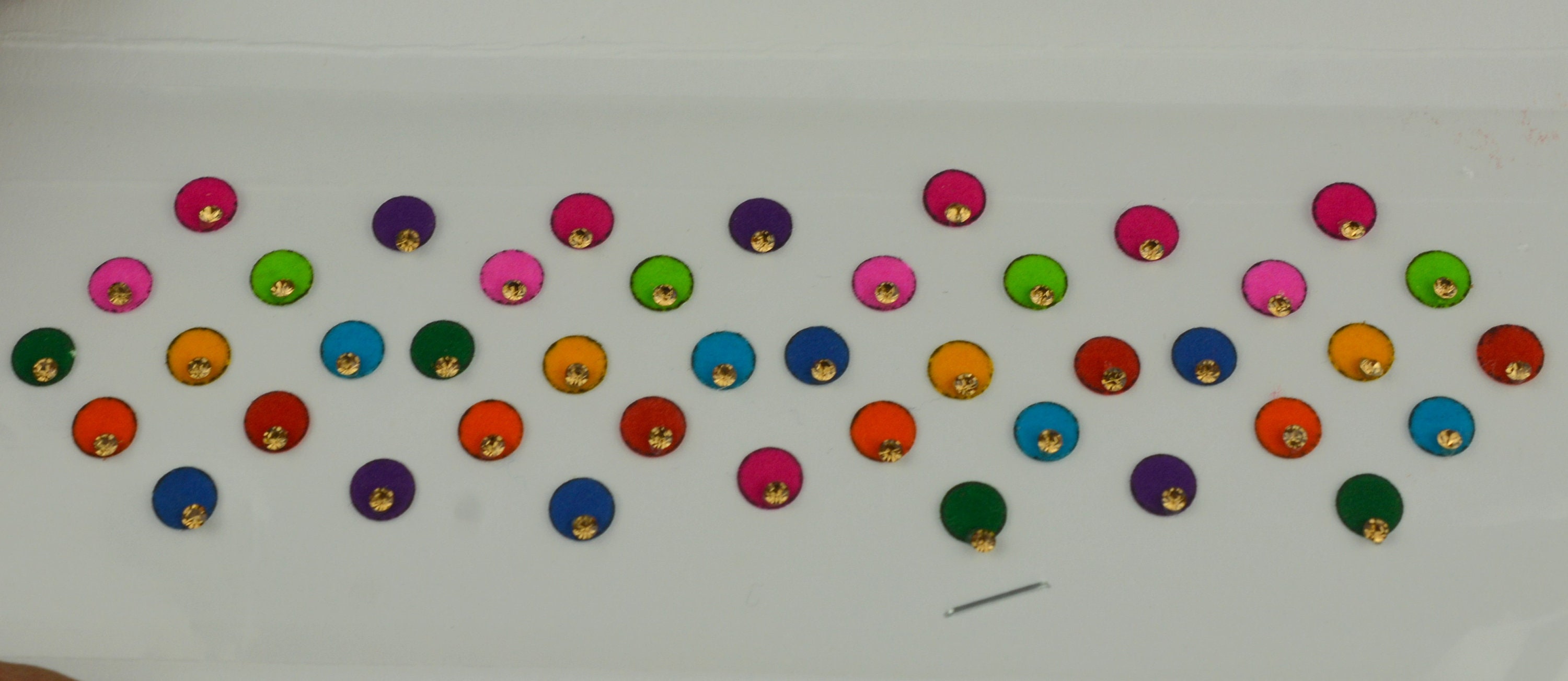 Round Multi Color Golden Bindi, Wedding Bindis, Shimmering Bindi, Face ...