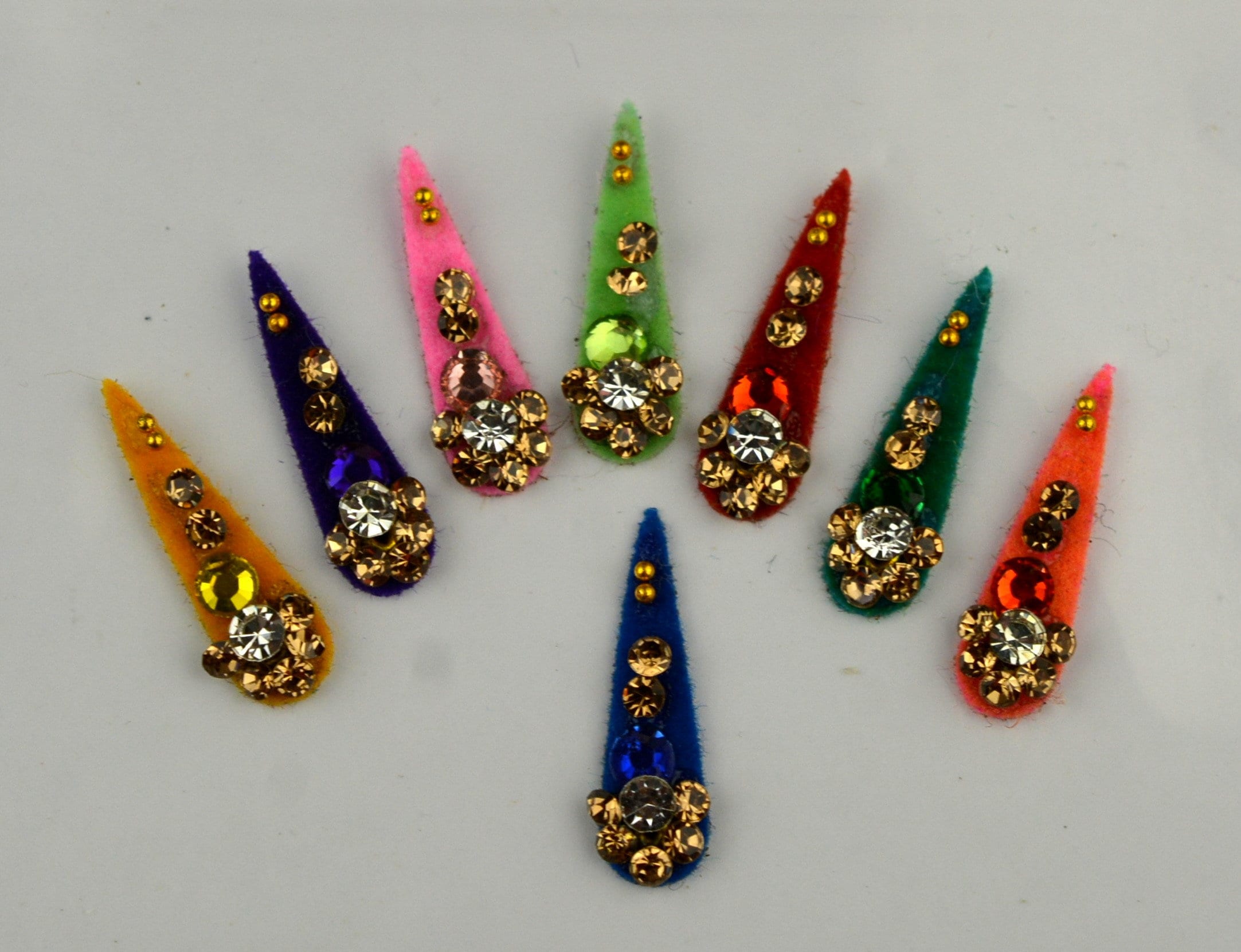 Long Teardrop Colorful Stone Bindi, Tilak Bindi Indian Face Tattoo ...