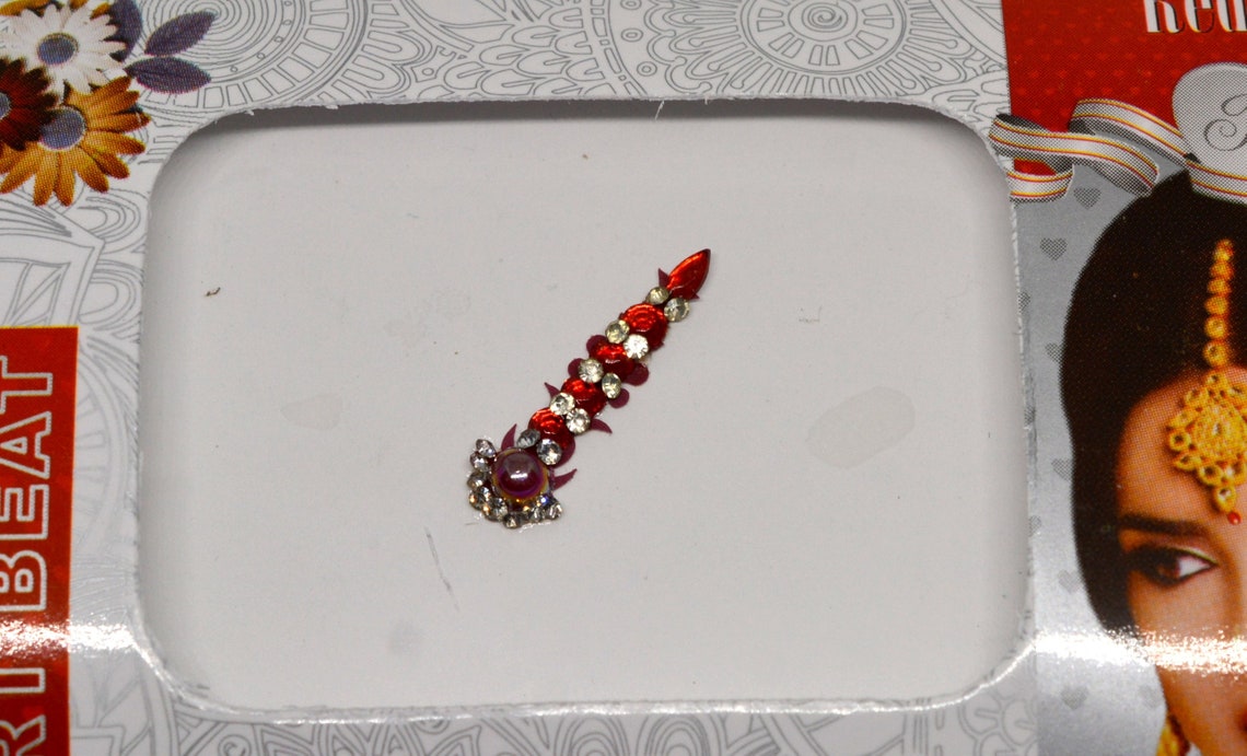 Red Color Long Bindis bindis Stickers Long Face Bindis - Etsy